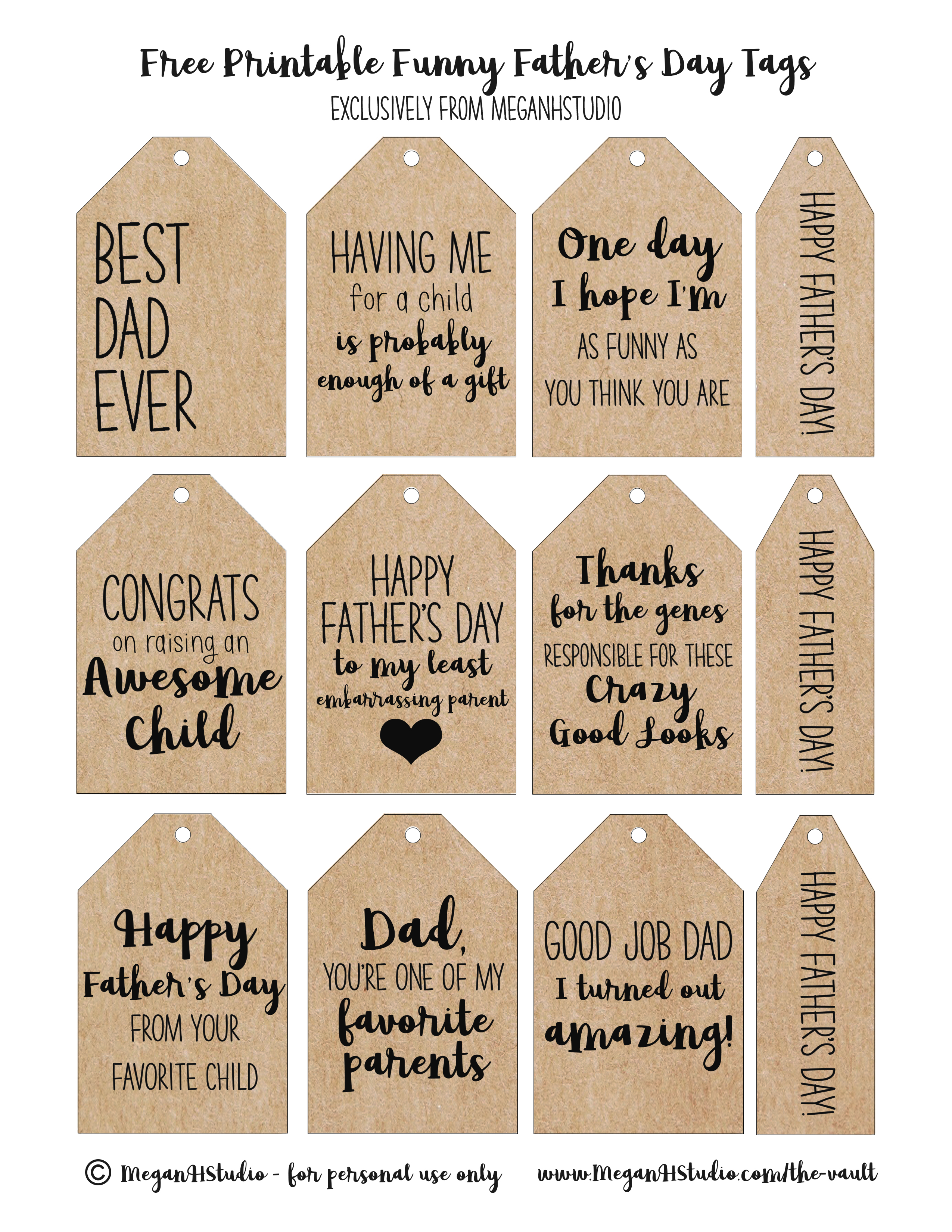 Funny Father's Day Gift Tags Kraft - MeganHStudio