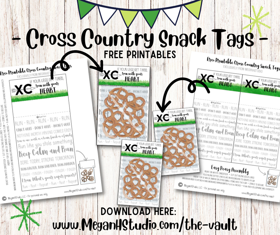 Free Printable Fold Over Cross Country Snack Tags - MeganHStudio