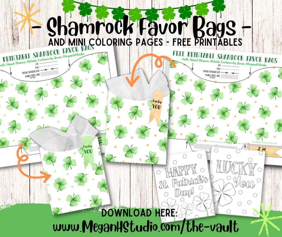 Shamrock Favor Bags Printable - MeganHStudio