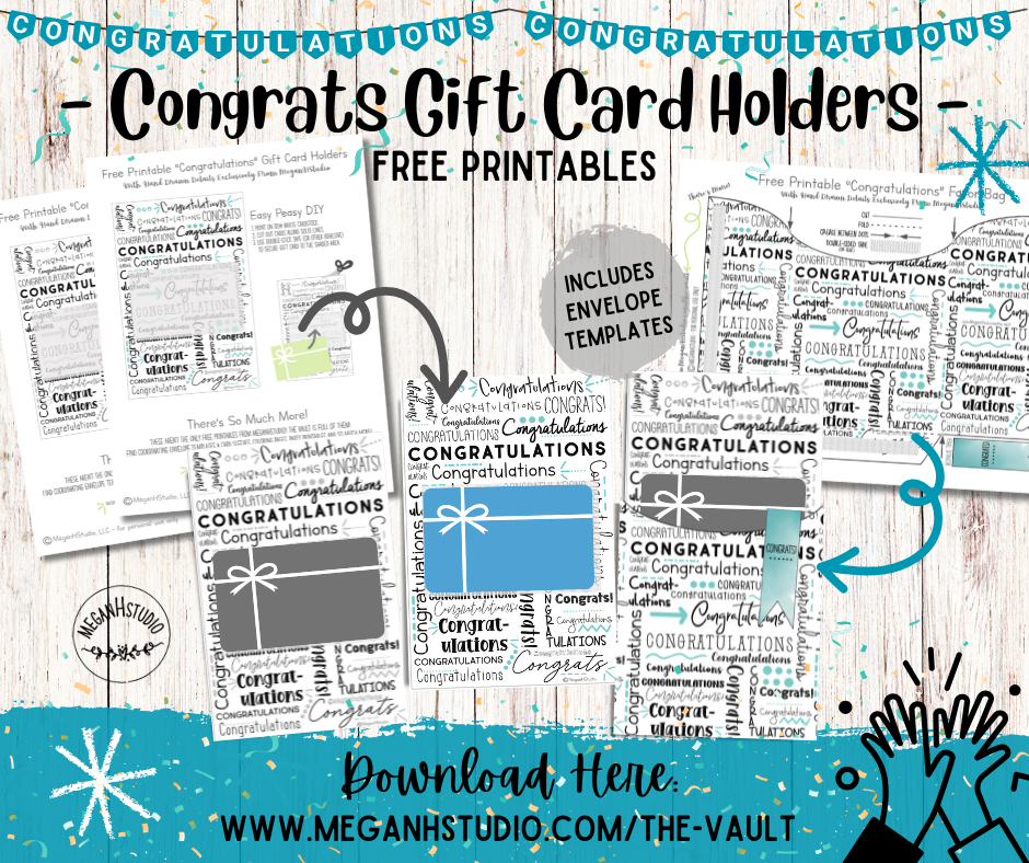 Free Printable Congratulations Gift Card Holders - MeganHStudio