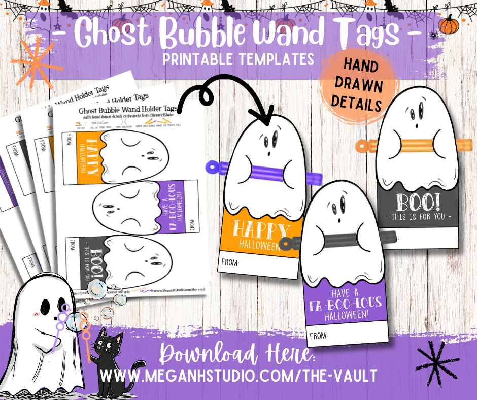 Printable Ghost Bubble Wand Tags - MeganHStudio