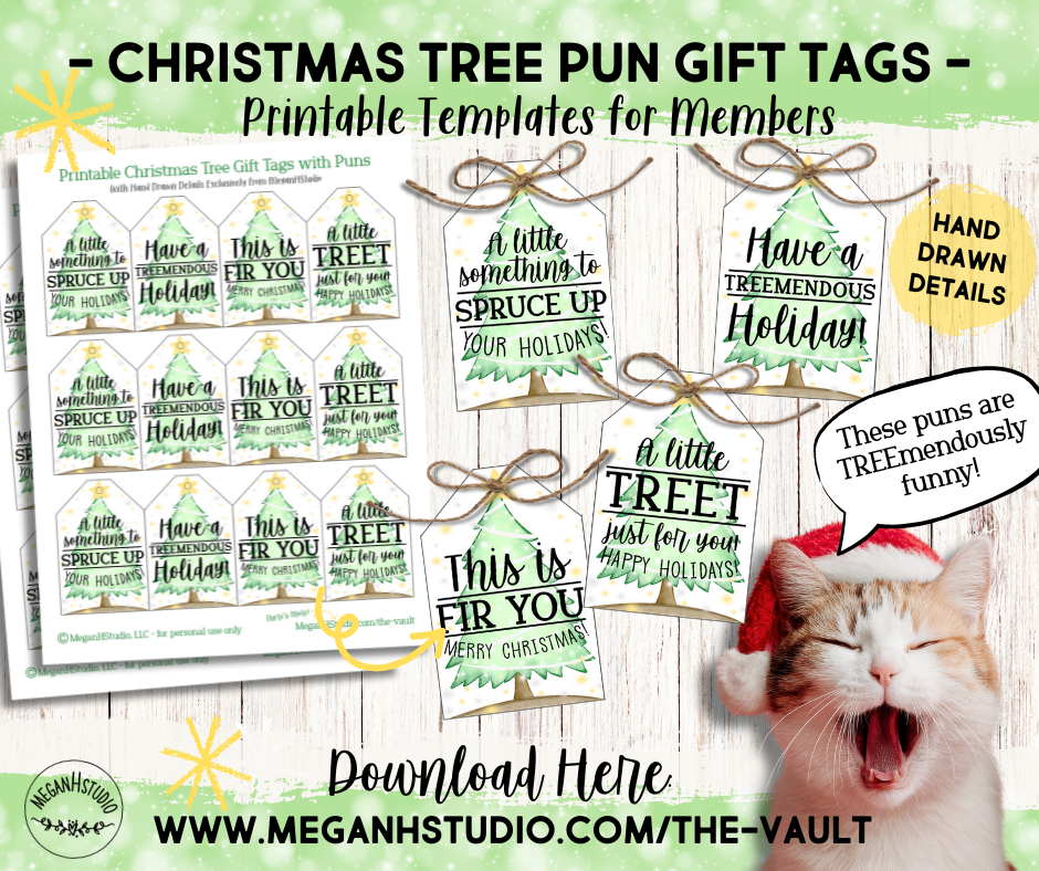 Printable Christmas Tree Pun Gift Tags - MeganHStudio
